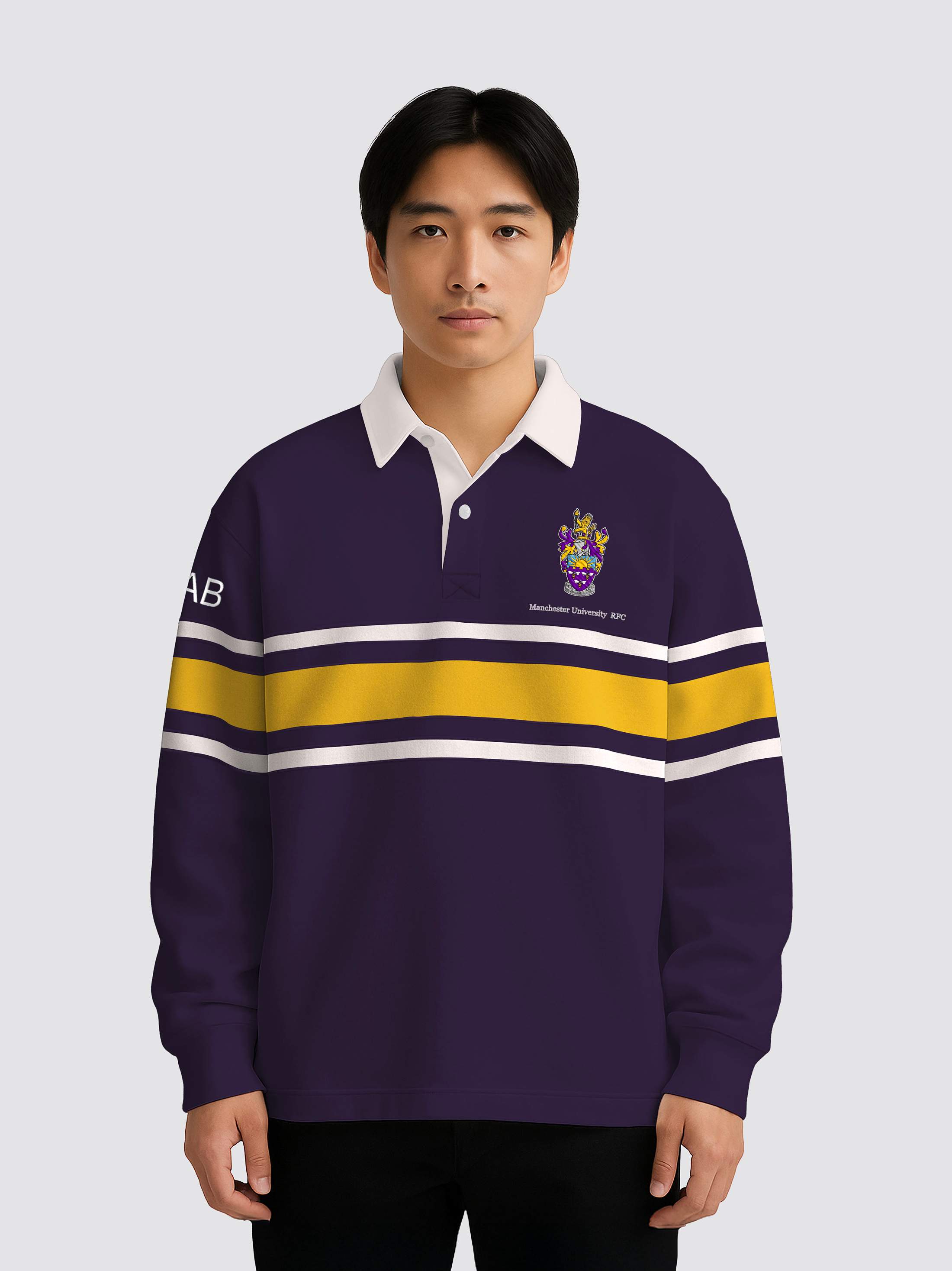 University of Manchester Rugby Football Club Retro Striped Rugby Shirt ...